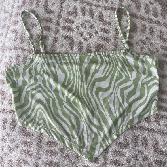 SHEIN | Tops | Light Green Zebra Print Triangle Crop Top Shein | Poshmark